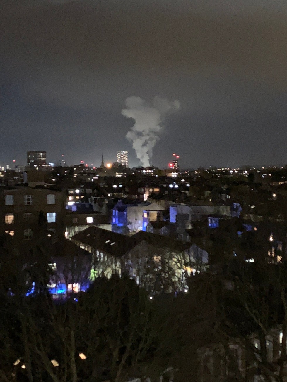 Smoke plumes across London after reports of an ‘explosion’ and ‘flash ...