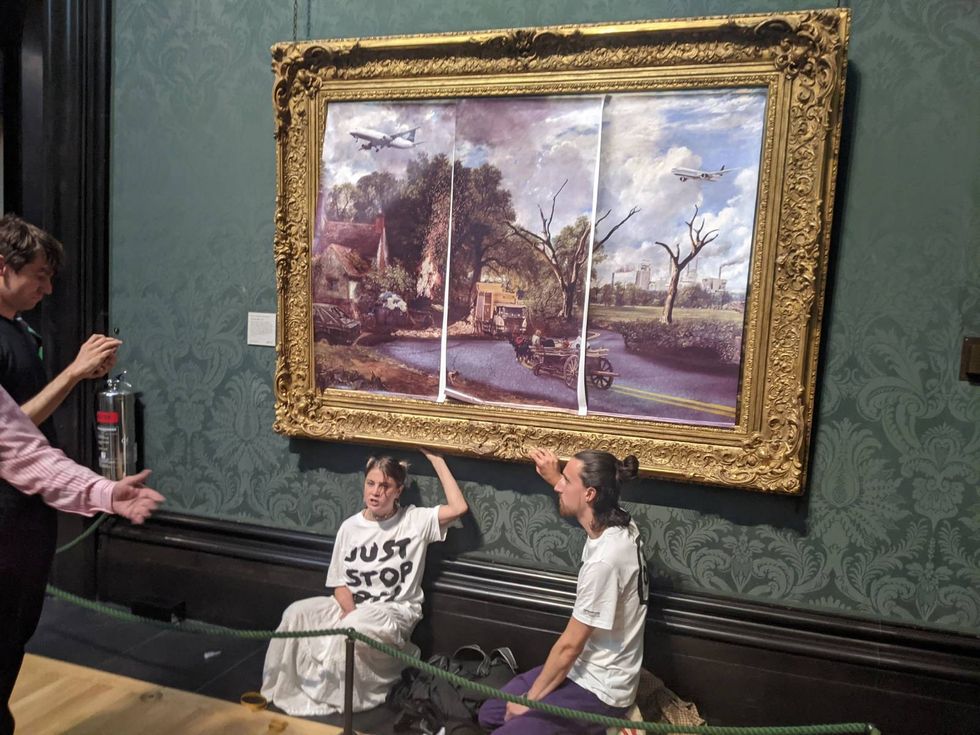 Just Stop Oil protesters glue themselves to National Gallery painting ... Just Stop Oil protesters glue themselves to National Gallery painting ...