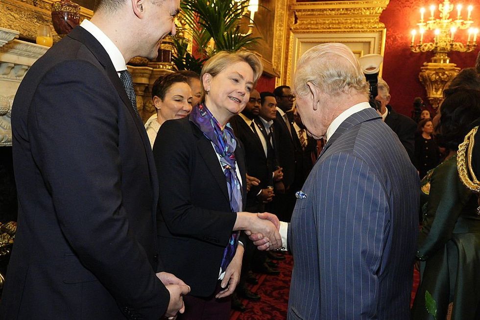 King Charles meets with Yvette Cooper at royal residence during reception
