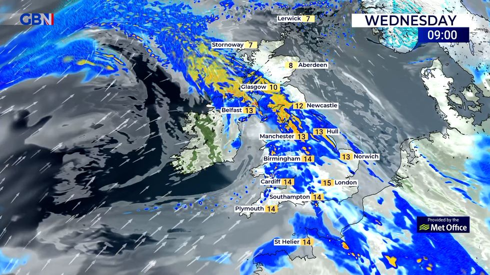 Weather: Wet and windy for most areas, rain clearing eastwards